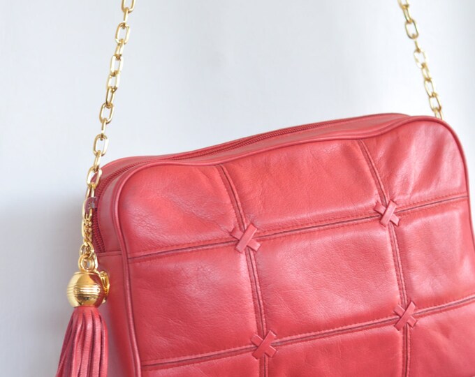 Vintage 1980s Patchwork Red Leather Crossbody Purse Clutch - Etsy