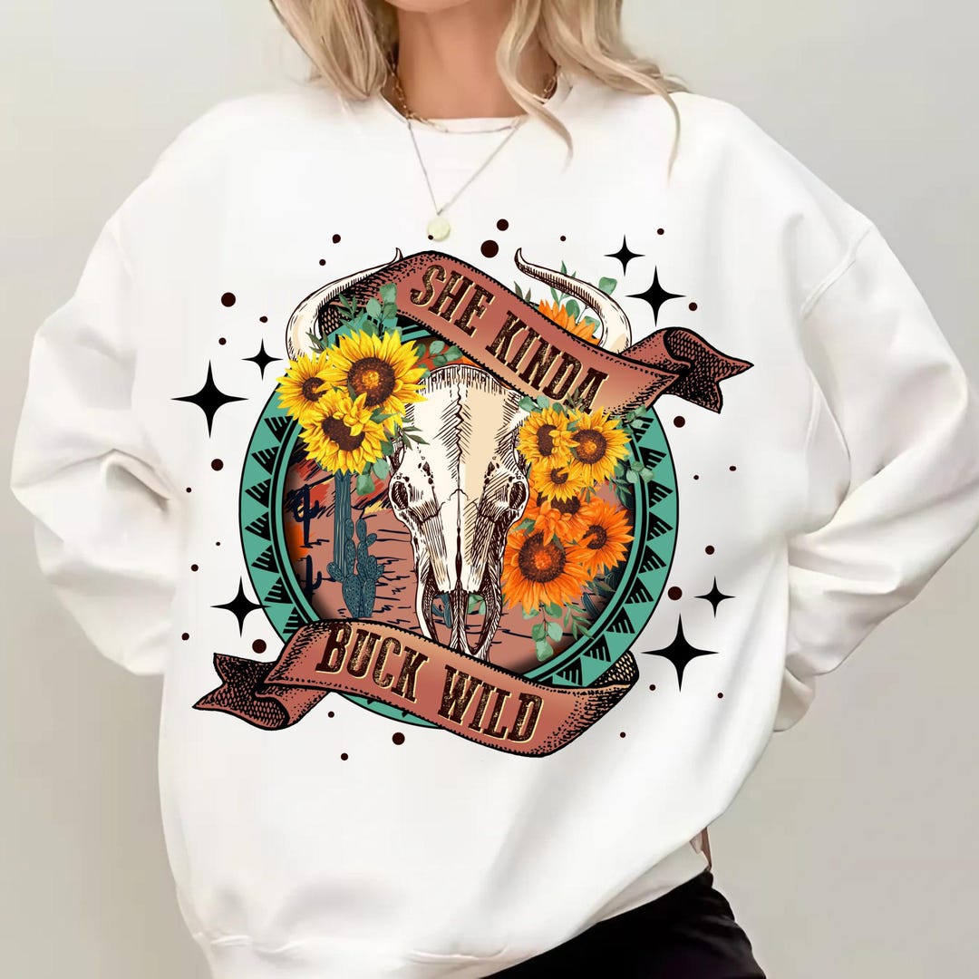 She Kinda Buck Wild PNG, Western Cowgirl Sublimation Design, Rodeo ...