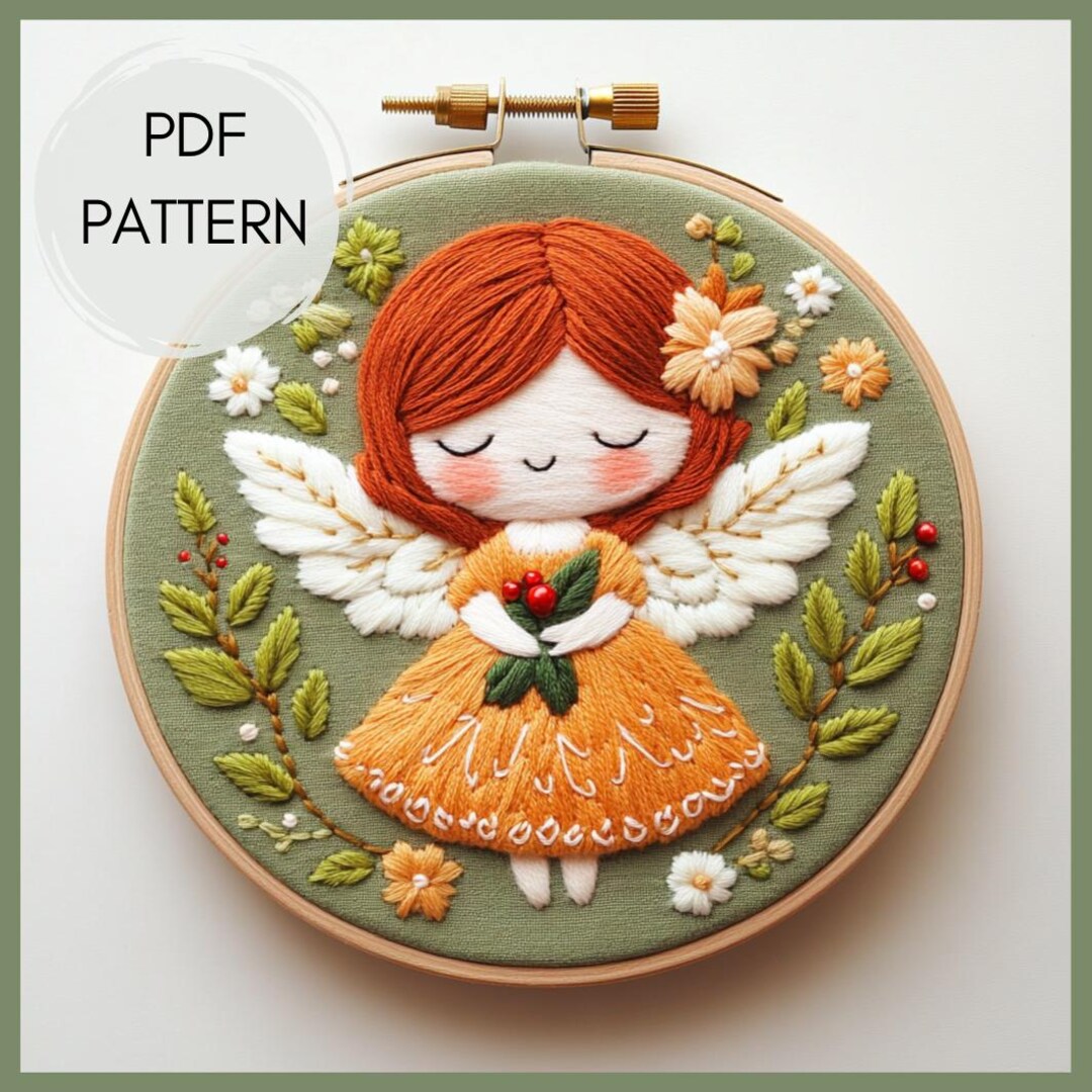 Little Angel Hand Embroidery Pattern, Christmas Embroidery, Holiday ...