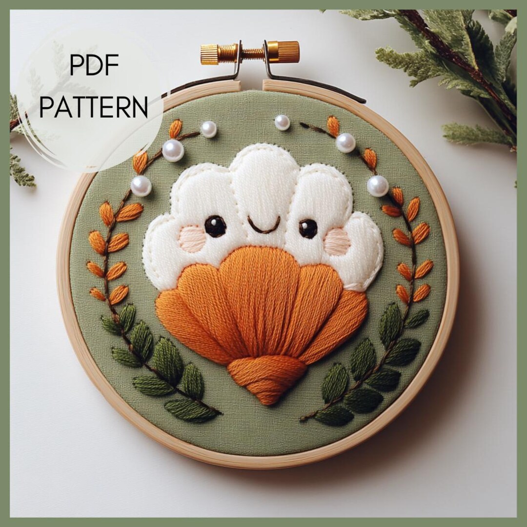 Sea Shell Embroidery, Instant Download, Seashell Needlepoint, Ocean ...