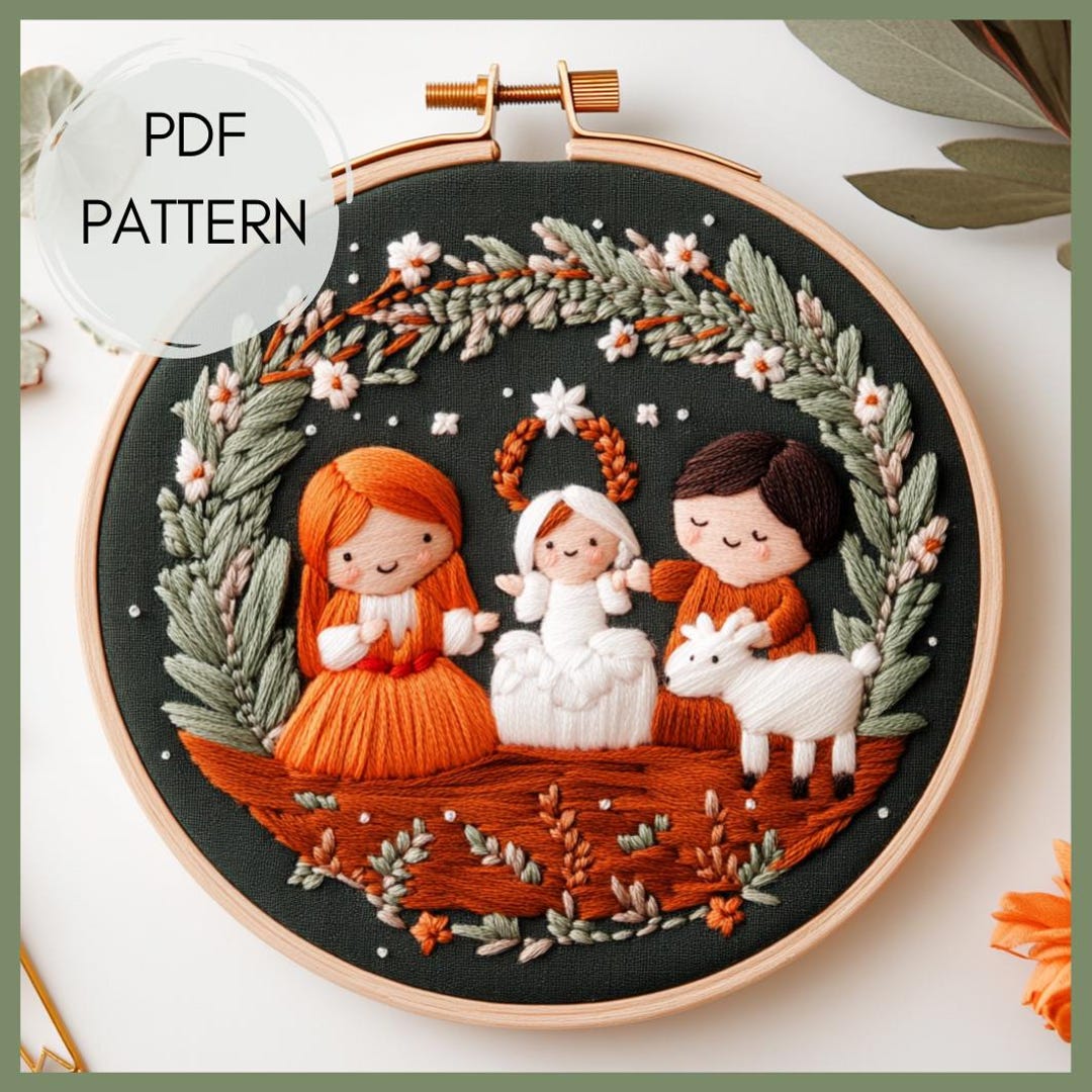 Nativity Scene Embroidery Pattern, Christmas Nativity Embroidery ...