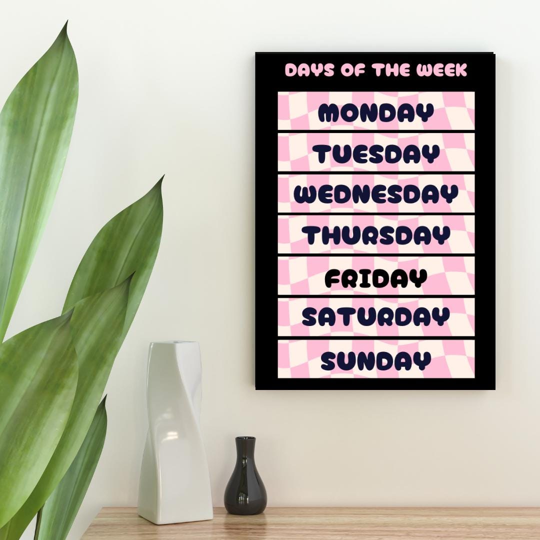 Trendy Retro Days of the Week Poster for Classroom - Etsy