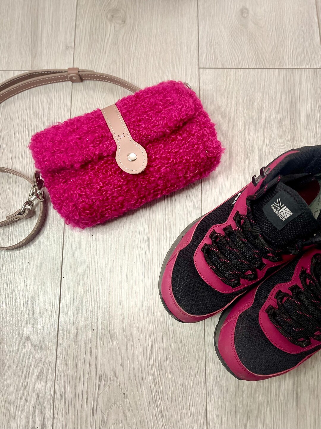 Clutch Bag Made of Boucle Yarn, Raspberry Clutch, Pink Bags, Trend ...