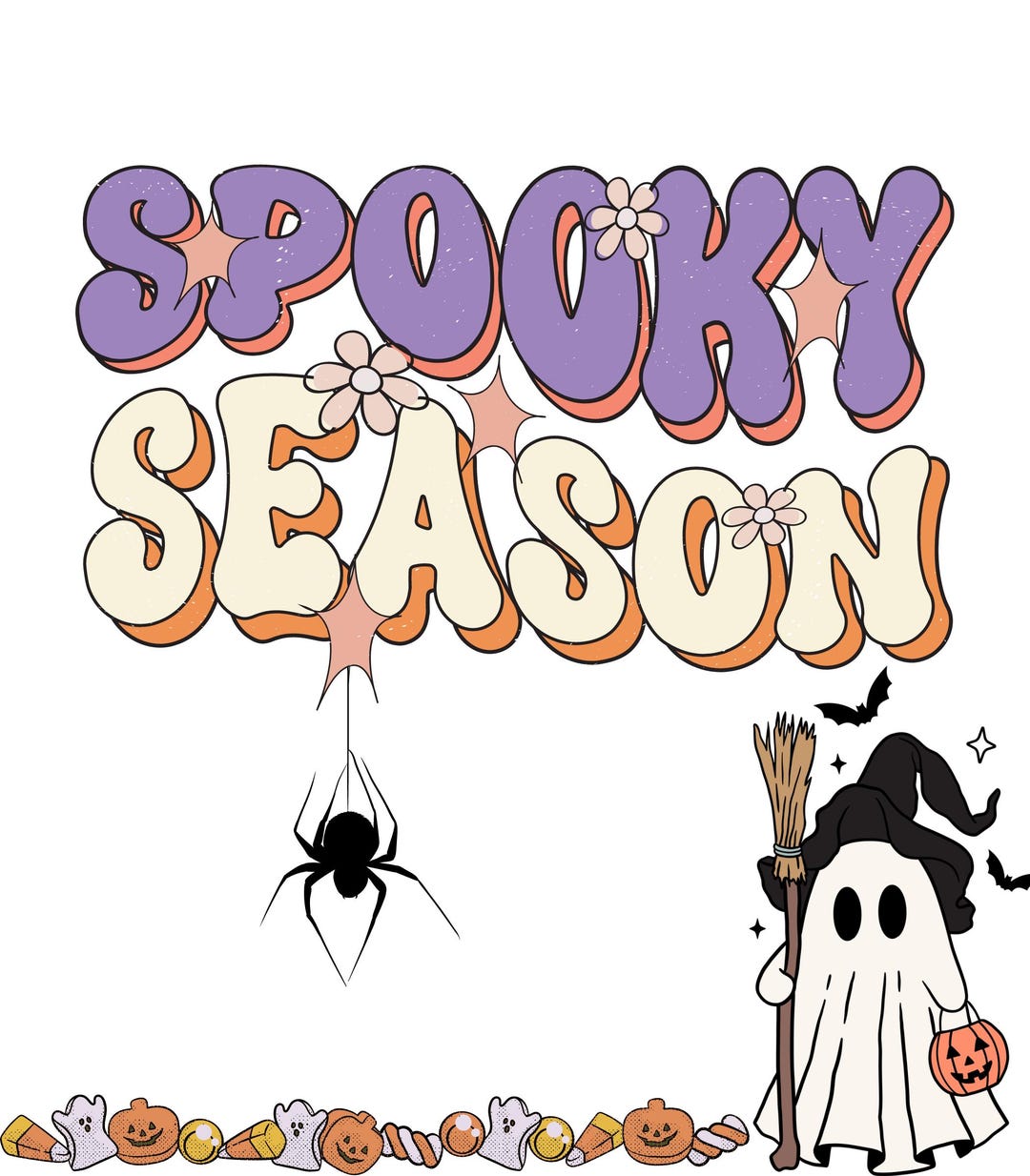 Spooky Season Vibes SVG Fun Spooky Season Featuring Cute Ghost With ...