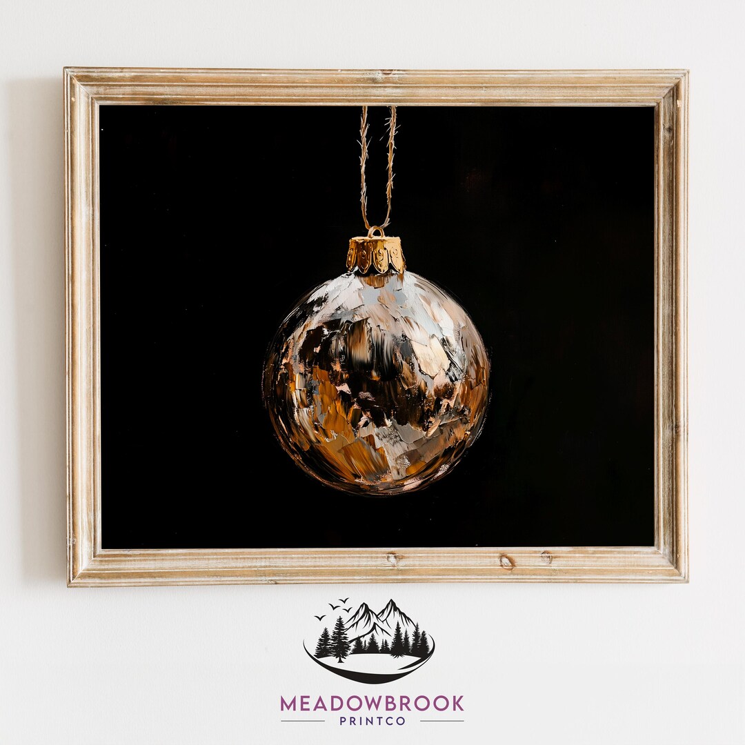 Christmas Bauble With Textured Gold & Black Design Vintage Rustic ...