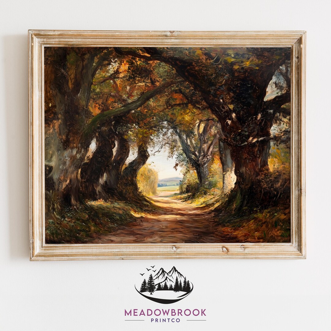 Rustic English Country Lane in Early Autumn Painting – Serene Fall ...