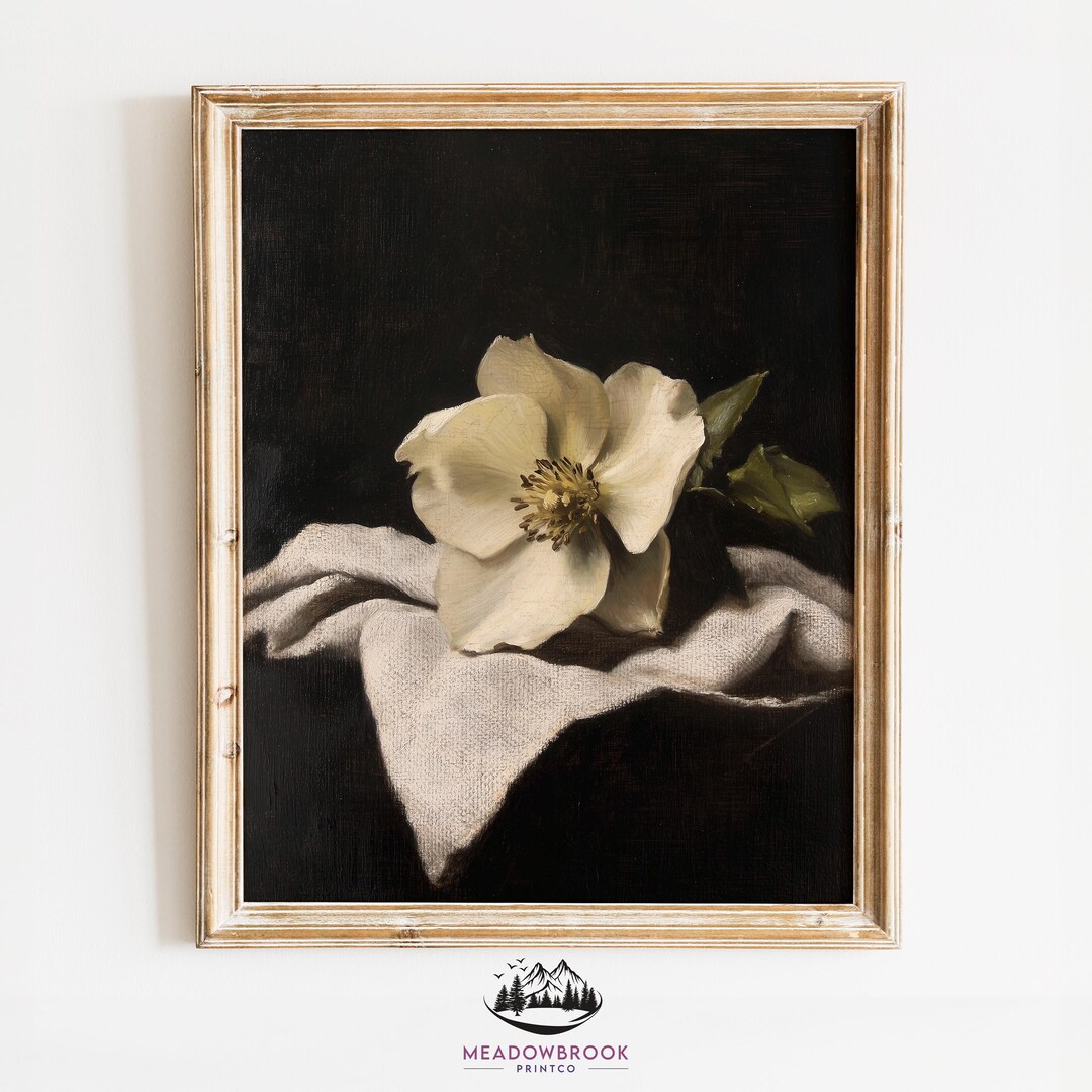 Printable Pale Hellebore Flower Art - Vintage Floral Napkin Decor ...