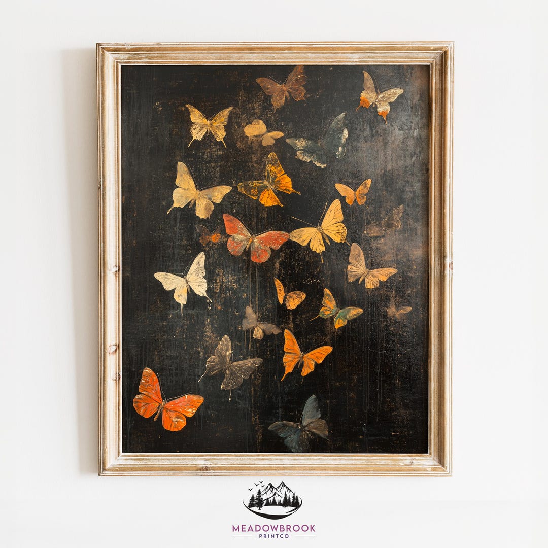 Printable Butterfly Wall Art - Clustered Butterflies Painting, Nature ...