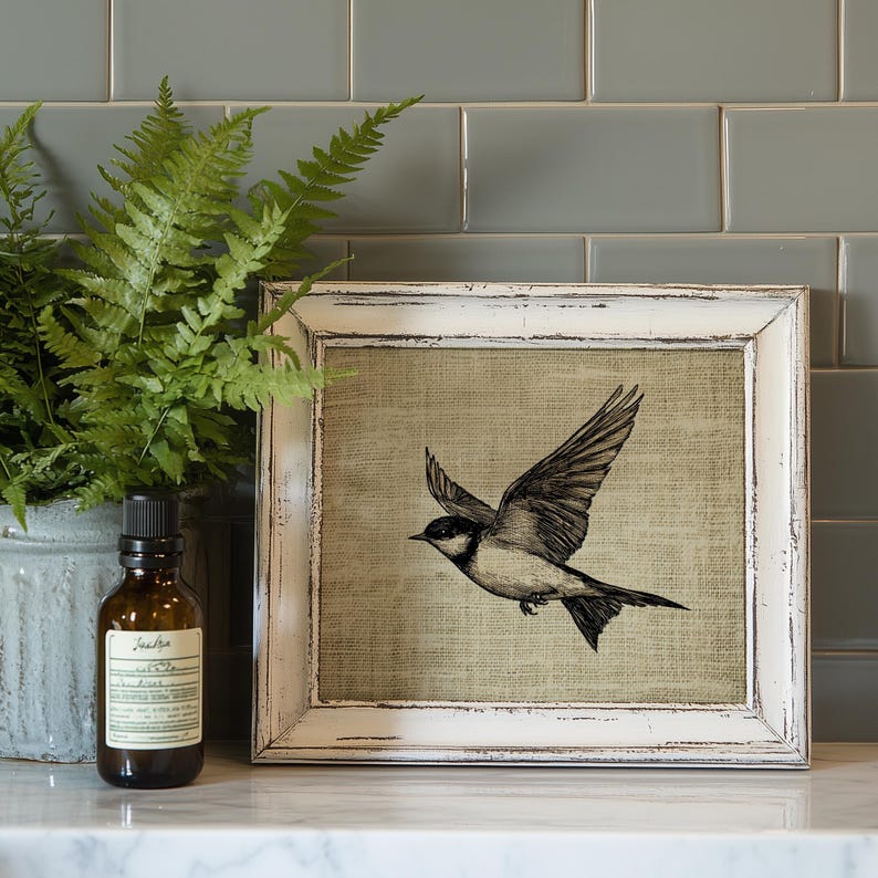 Barn Swallow Bird Print - Rustic Wall Art, Farmhouse Bird Decor ...