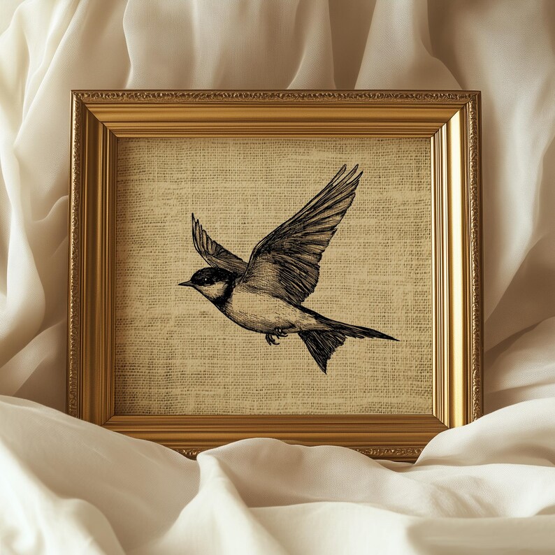 Barn Swallow Bird Print - Rustic Wall Art, Farmhouse Bird Decor ...