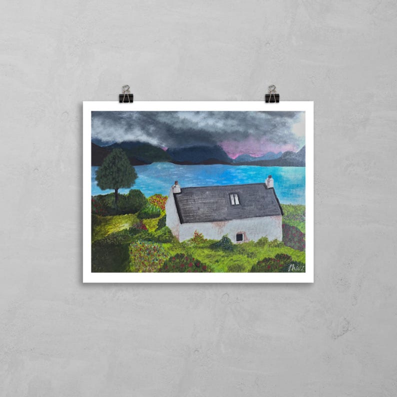 Scottish Cottage Poster, Hand Painted Illustration, Wall Art - Etsy