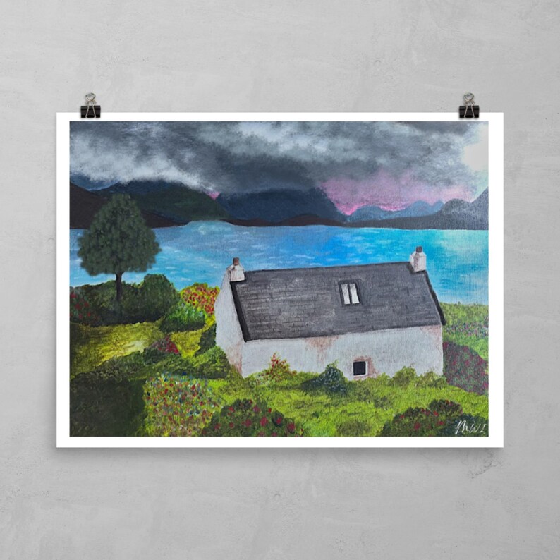 Scottish Cottage Poster, Hand Painted Illustration, Wall Art - Etsy