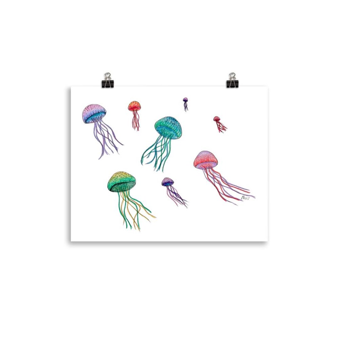 Colourful Jellyfish Poster - Etsy