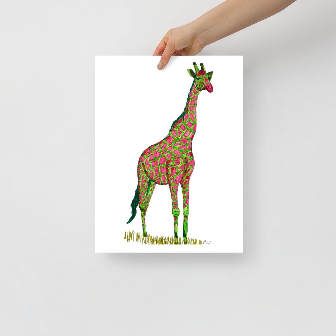 Jazzy Giraffe Poster, Hand Drawn Illustration, Fun Wall Art - Etsy