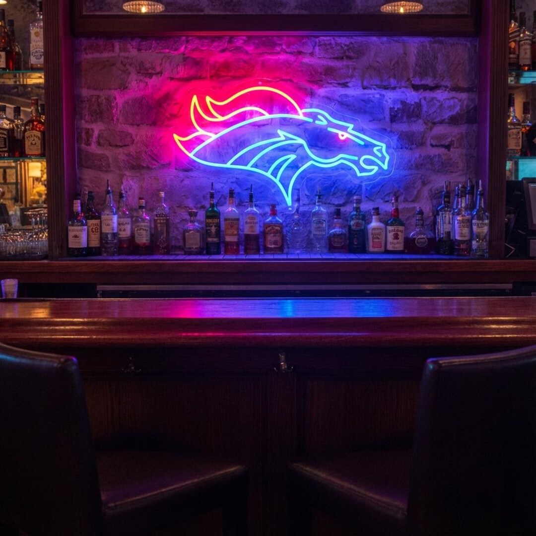 Denver Broncos LED Neon Sign, Mancave Game Room Decor - Etsy