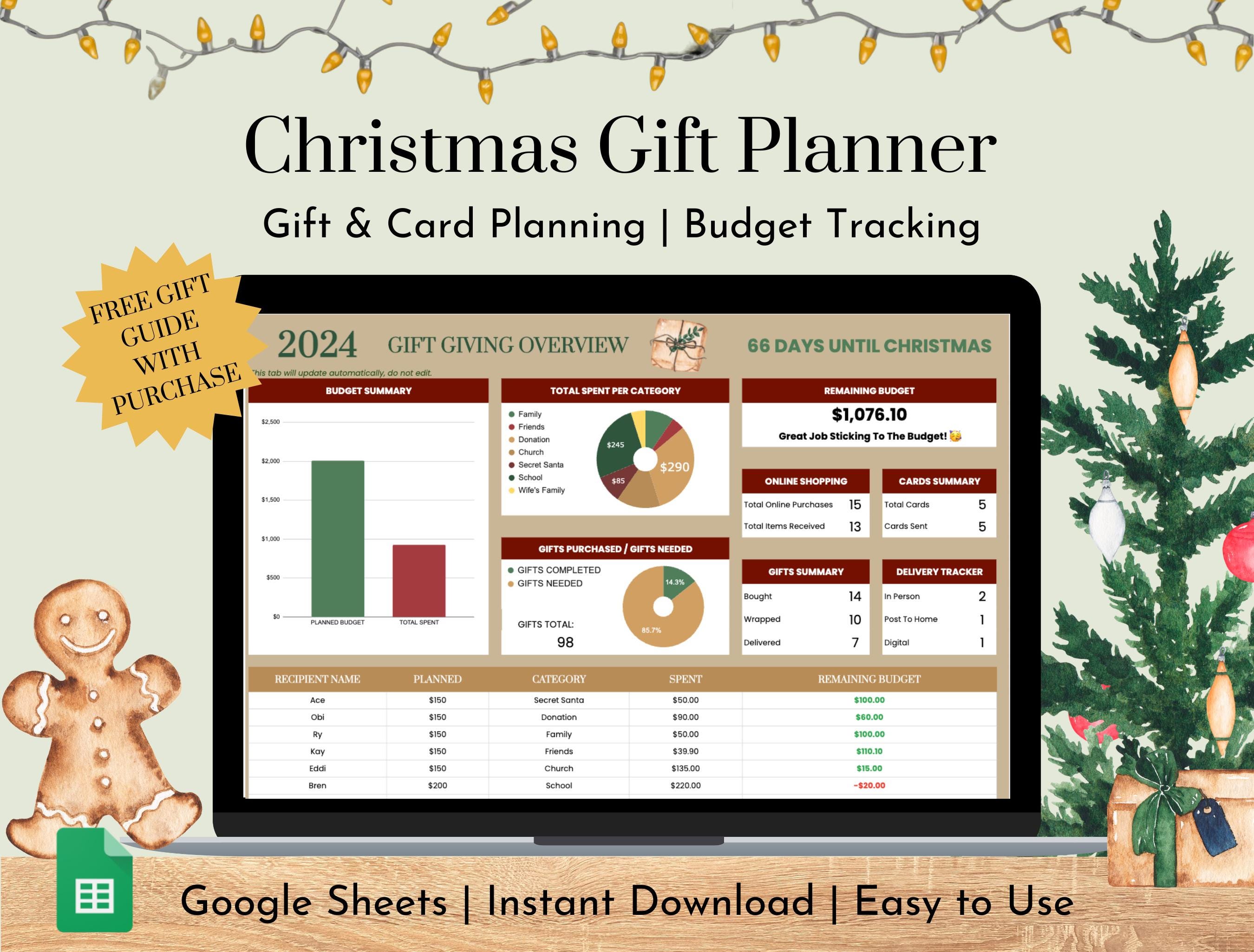 Christmas Budget Spreadsheet, Expense Tracker, Christmas Card Planner ...