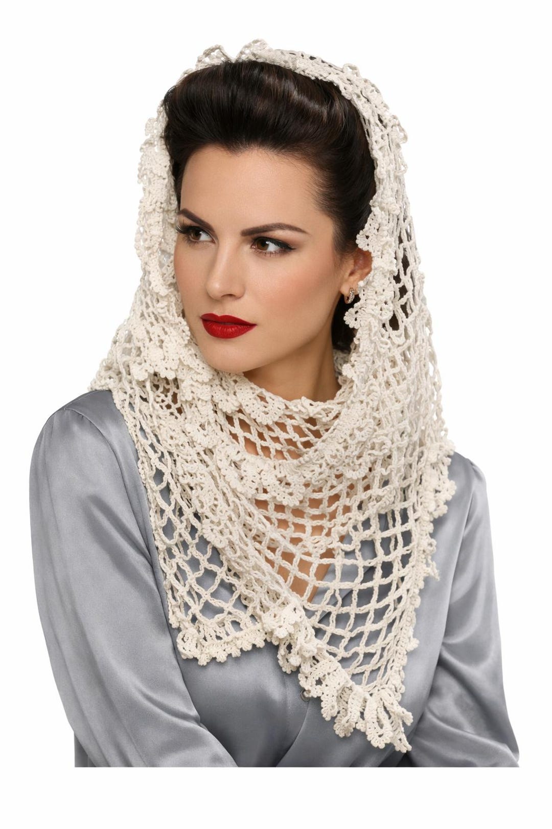 Vintage Filet Crochet Shawl Pattern – Classic Lace Wrap - Etsy