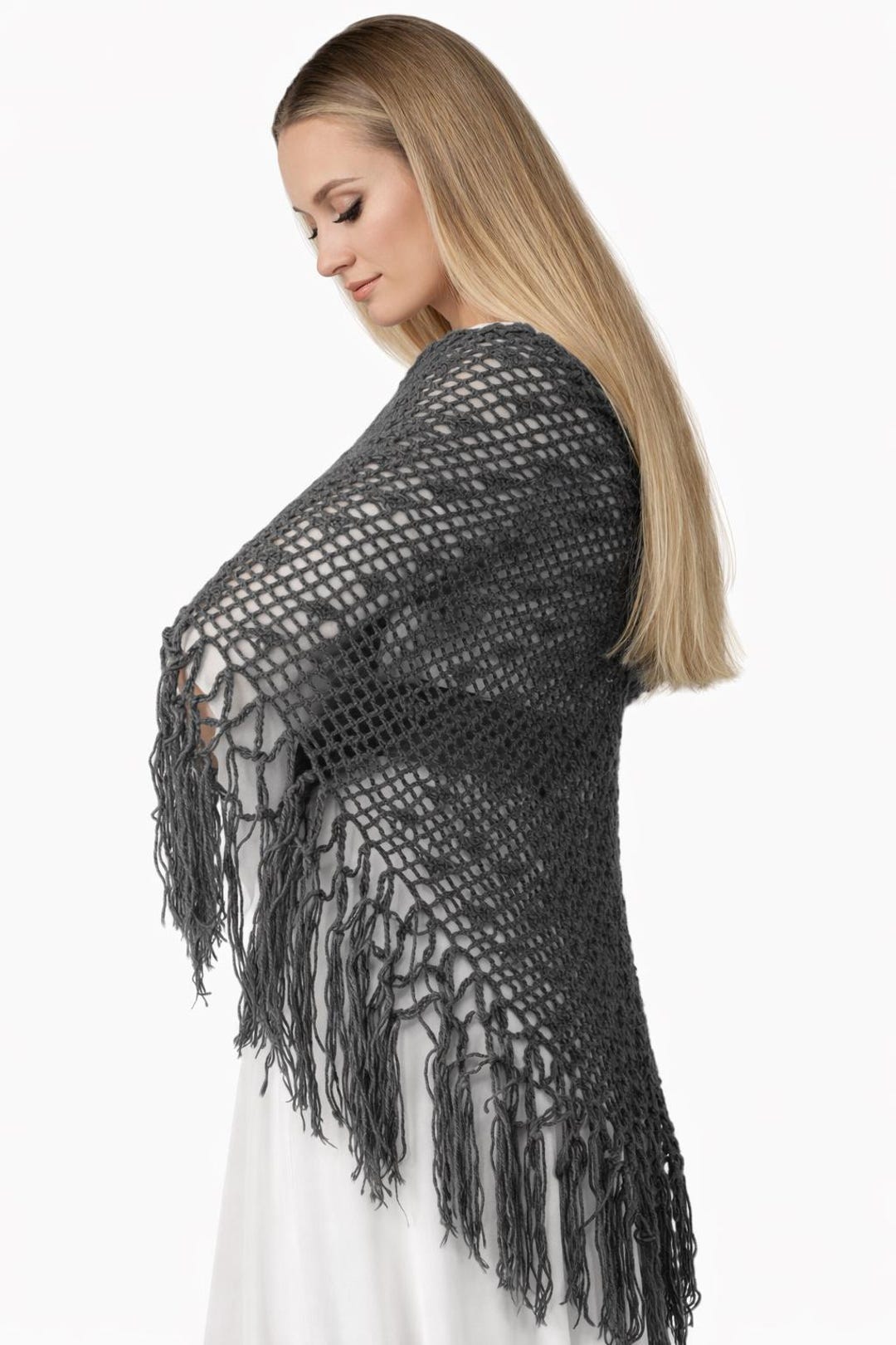 Lacy Crochet Shawl Pattern With Fringe – Elegant Openwork Wrap - Etsy