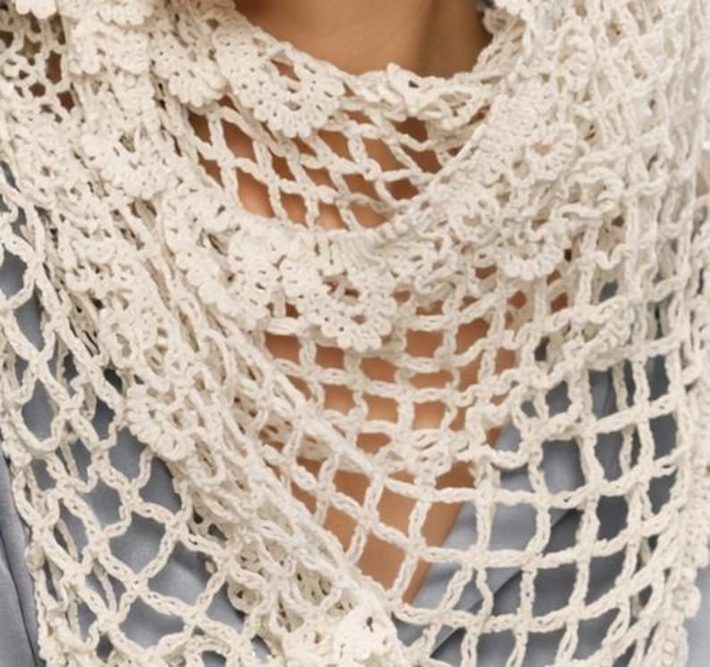 Vintage Filet Crochet Shawl Pattern – Classic Lace Wrap - Etsy
