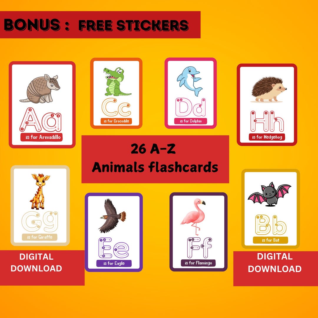26 ABC Flash Cards, Educational Cards, A-Z Cards, Learn Abcs, Alphabet ...