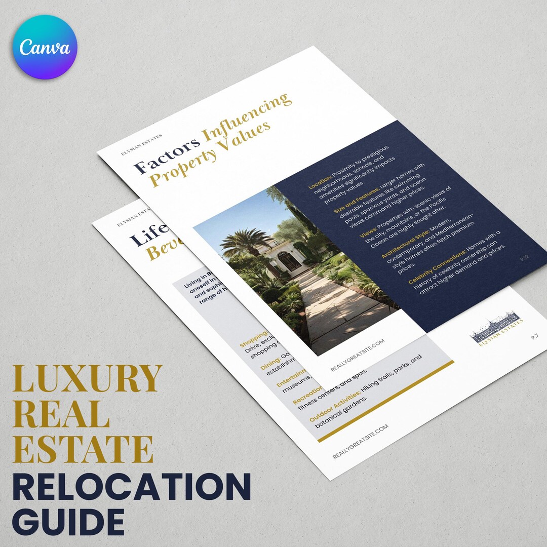 Relocation Guide Editable Canva Presentation Template for Luxury Real Estate Agent Marketing - Etsy