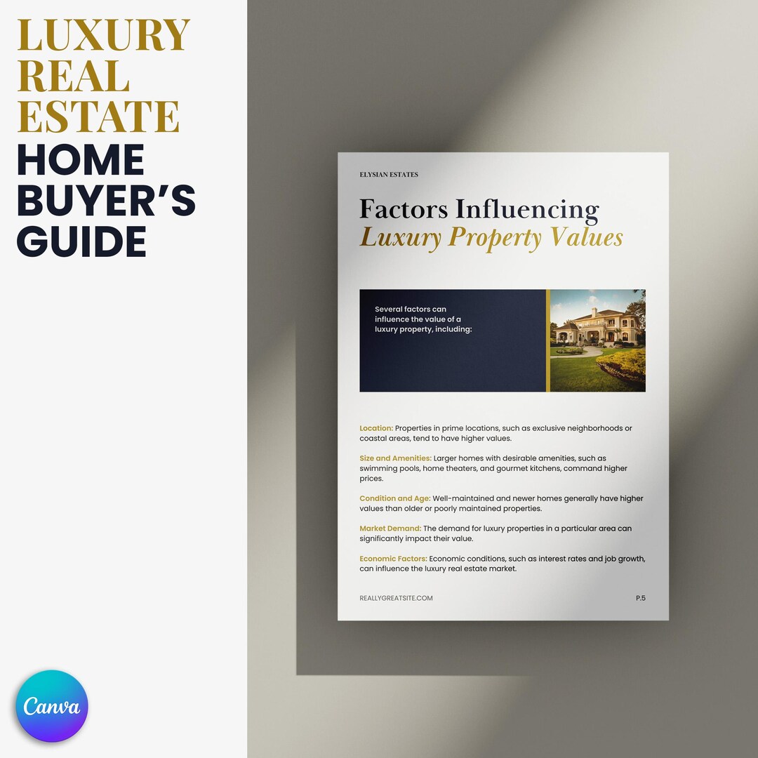Luxury Real Estate Home Buyer's Guide Canva Template, Realtor Resource ...