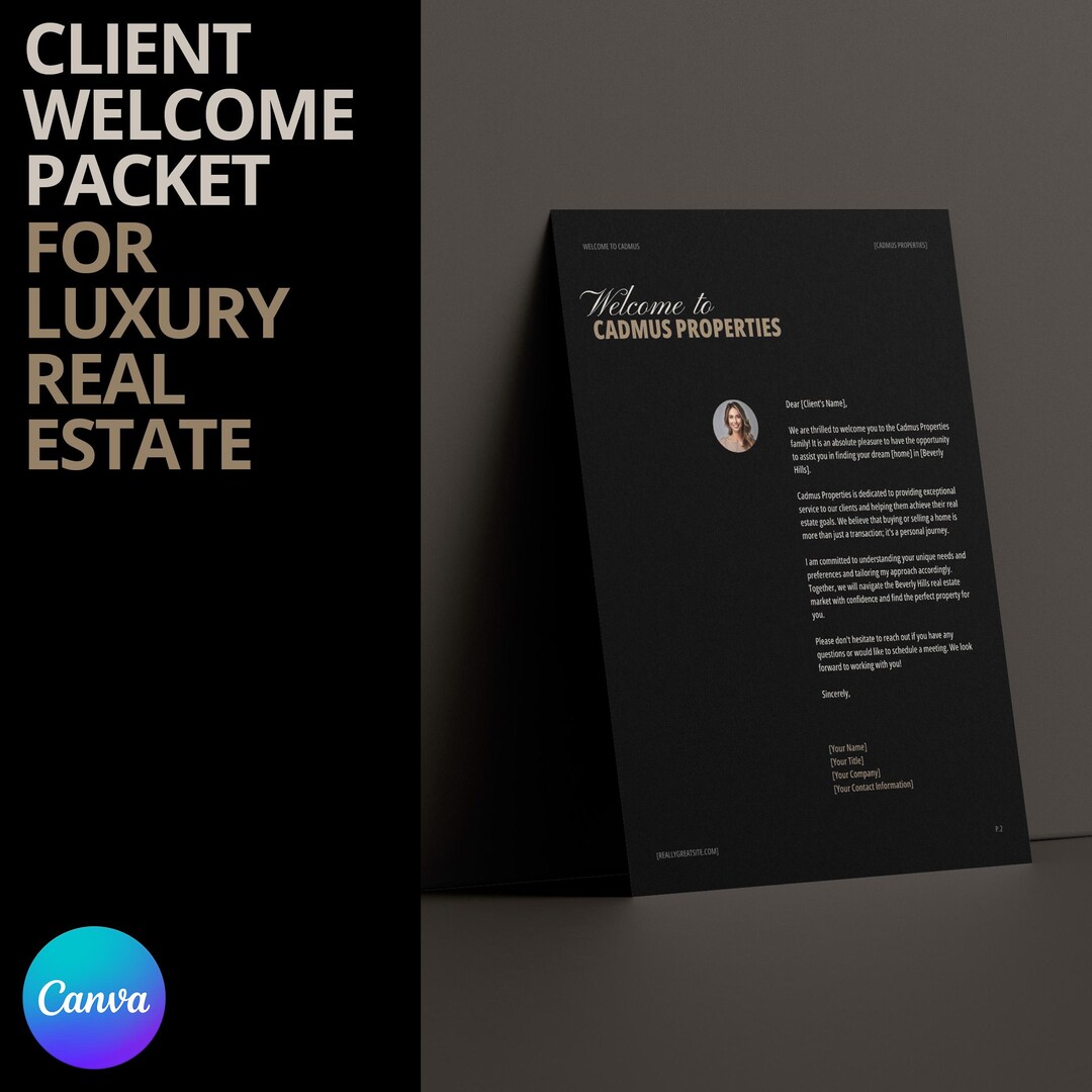 Client Welcome Packet Luxury Real Estate Editable Canva Template ...