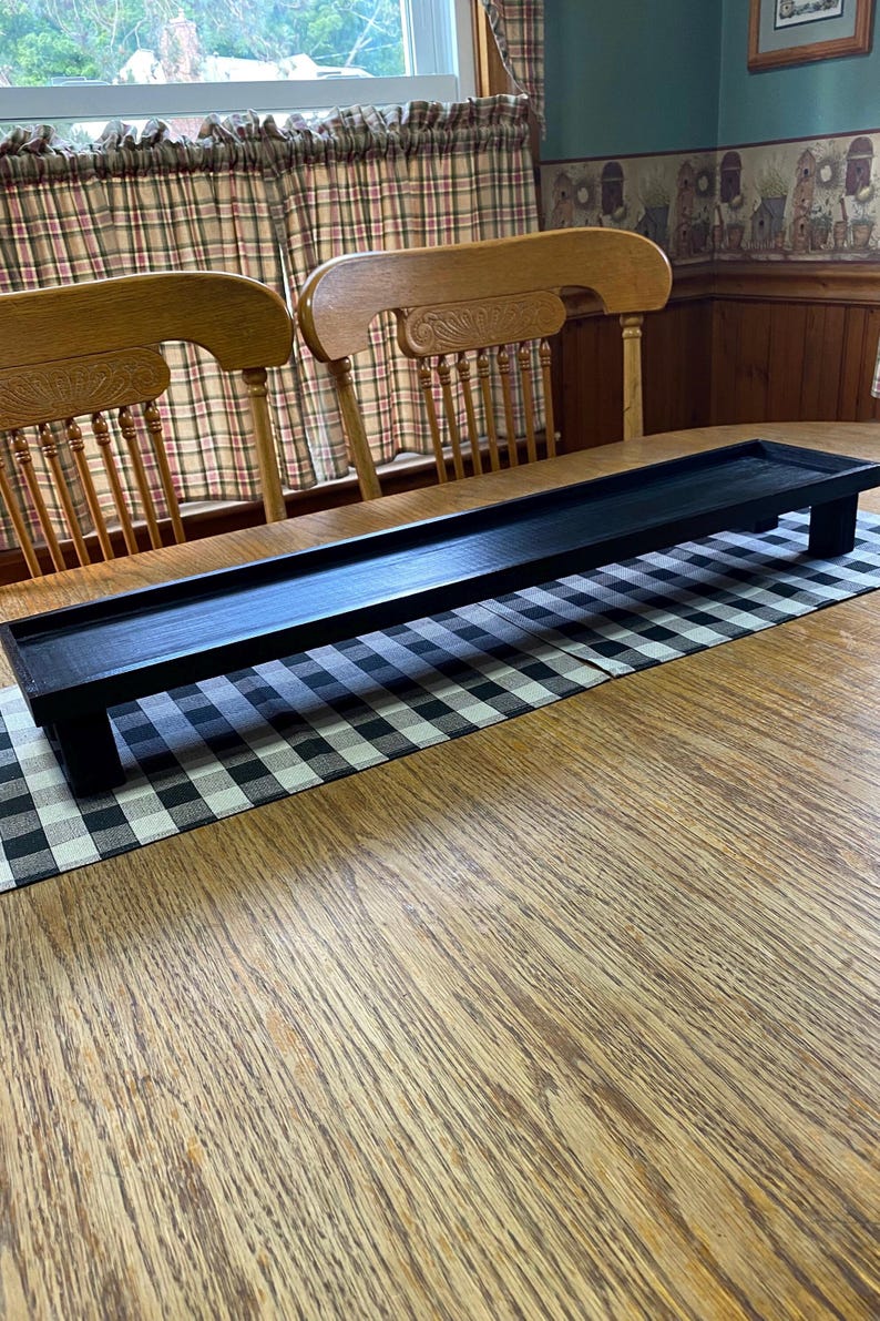 Long Raised Wood Serving Board July 4th Decor Rectangular Tray for ...