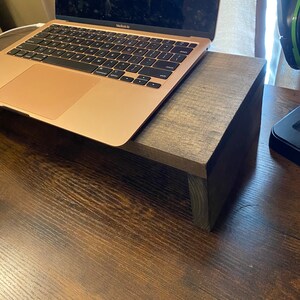 Office Space Saving Monitor Rectangular Wood Long Stand for Laptop ...