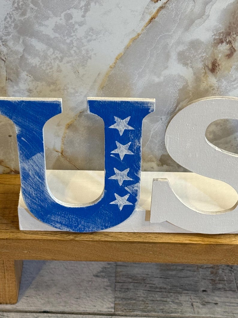 Distressed USA Stand up Wood Sign July 4th Decoration Table Patriotic ...
