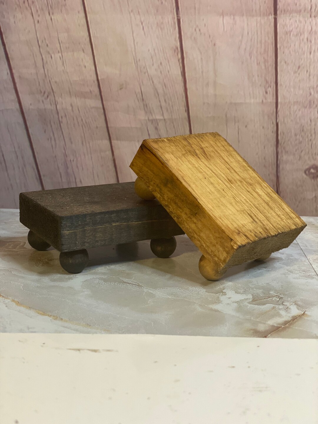Mini Wood Risers for Tiered Tray Riser Pedestals Farmhouse Wood Stained ...