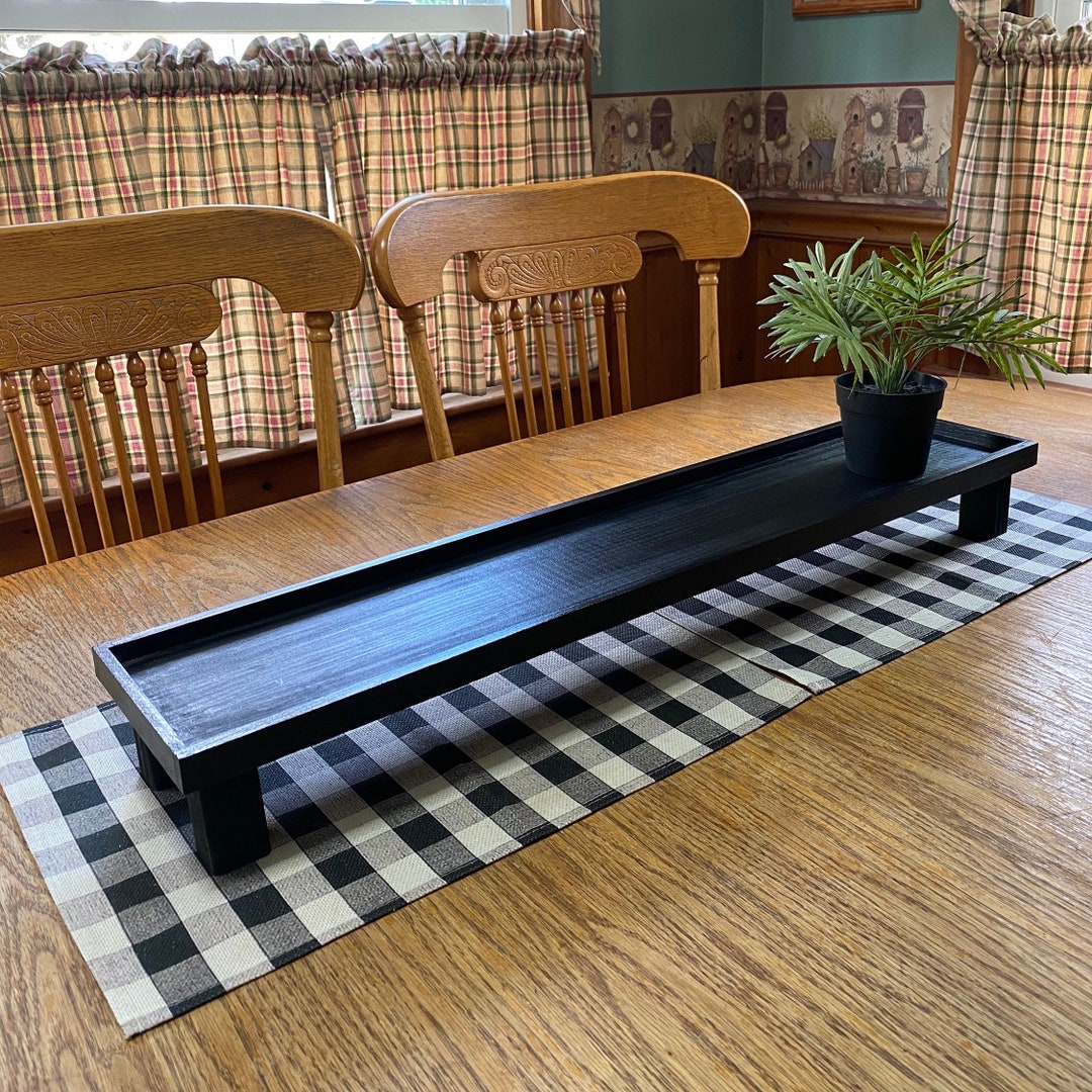 Long Wooden Tray Raised Rectangular for Kitchen Centerpiece for ...