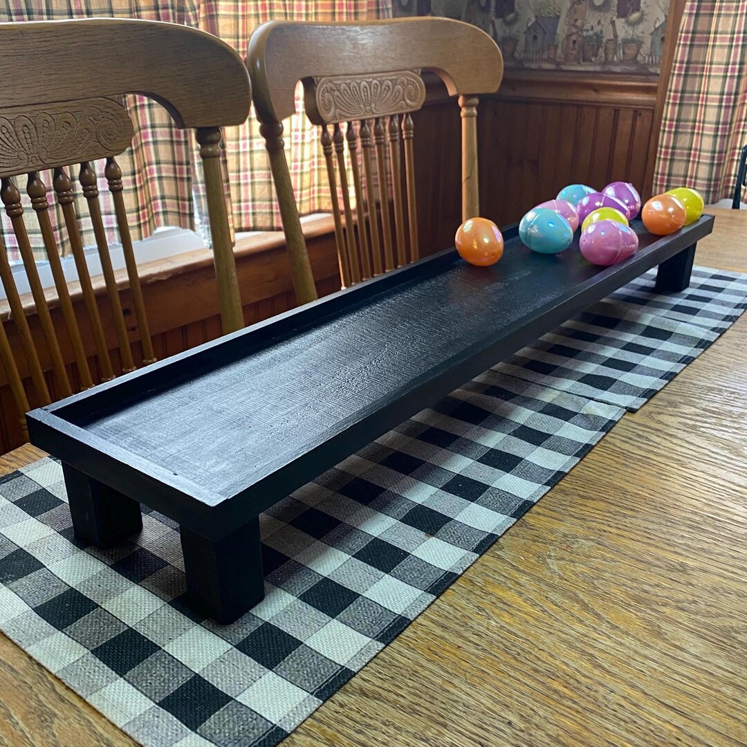 Long Wood Raised Rectangular Tray for Kitchen Island Holiday ...