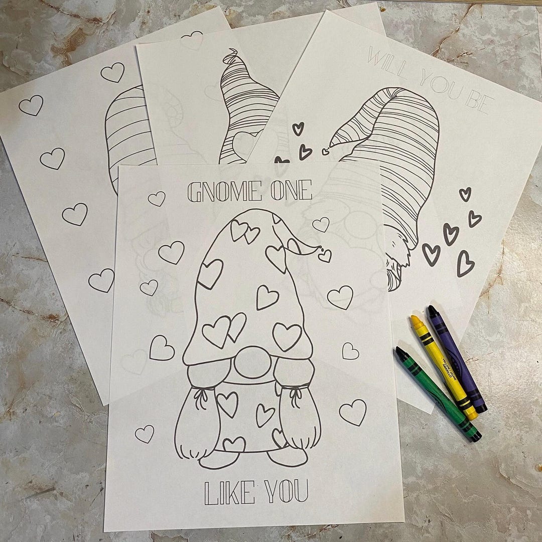 Instant Download Printable Gnome Love Coloring Pages for Adults Who ...
