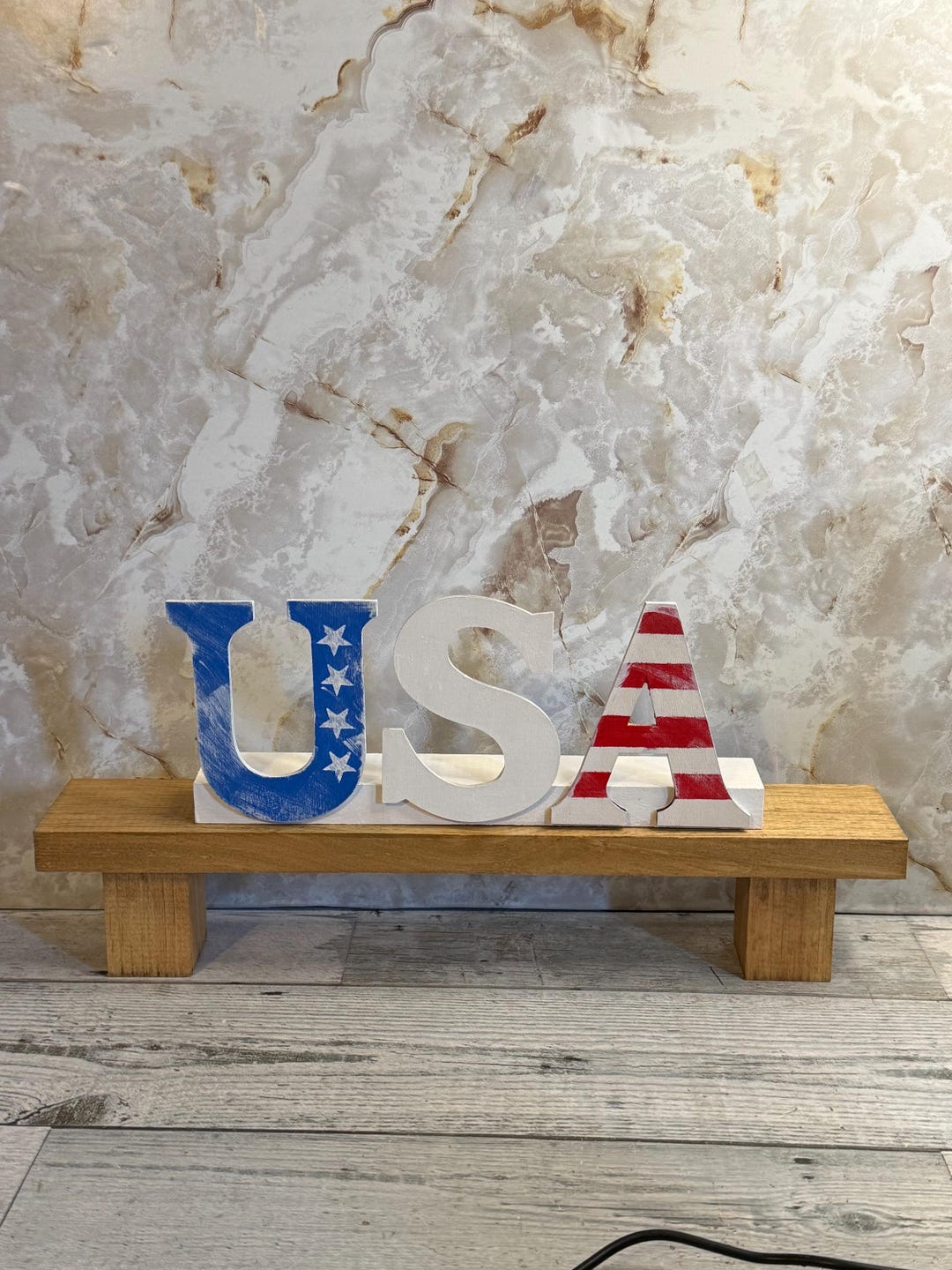 Distressed USA Stand up Wood Sign July 4th Decoration Table Patriotic ...