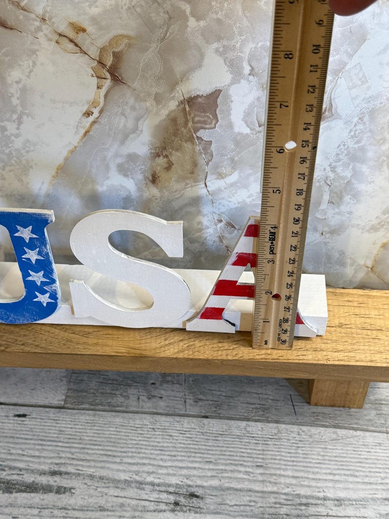 Distressed USA Stand up Wood Sign July 4th Decoration Table Patriotic ...