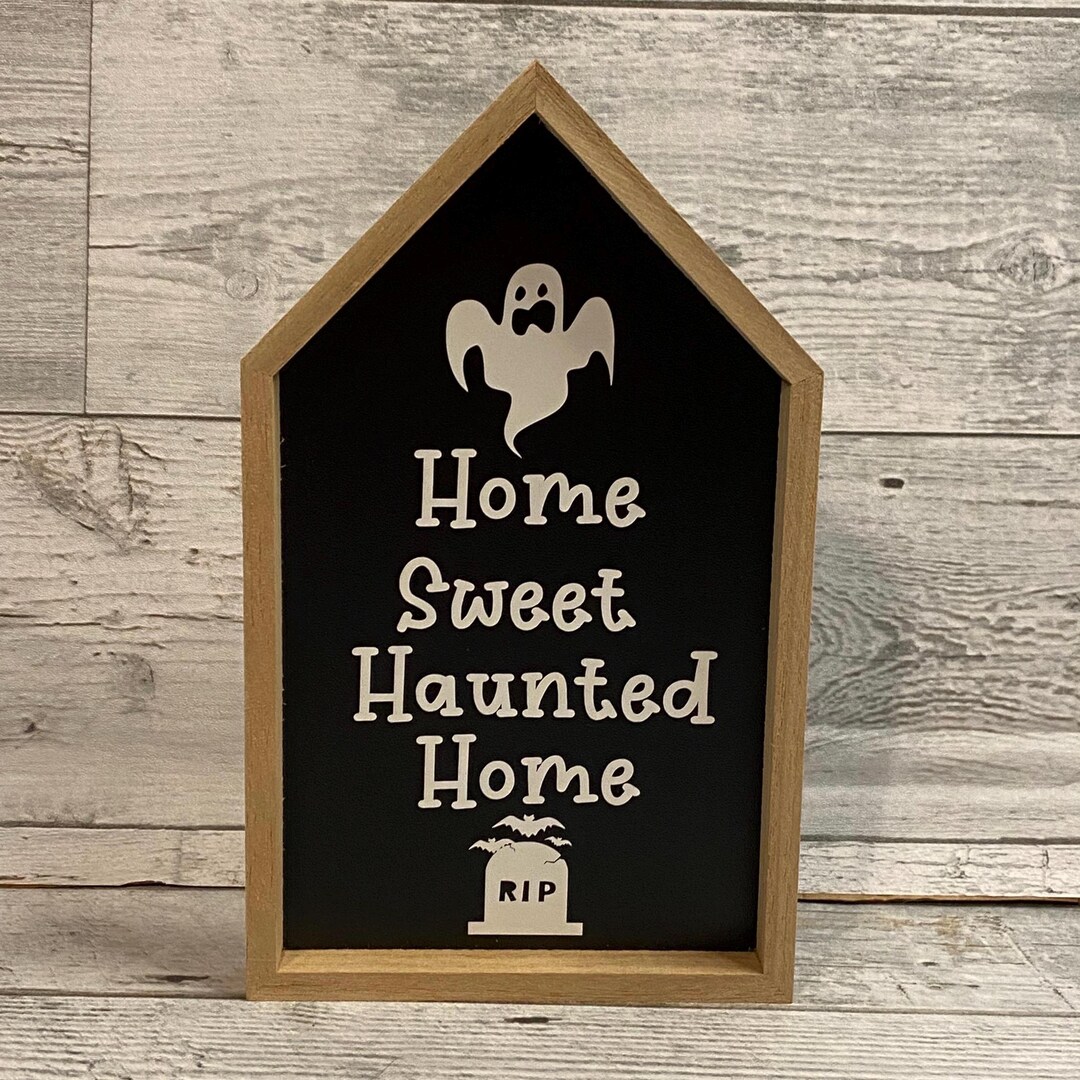 Haunted House Sign Home Sweet Haunted Home Sign Haunted House Tier Tray ...