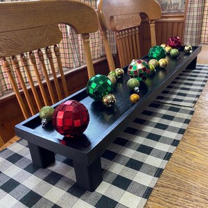 Long Wood Raised Rectangular Tray for Kitchen Holiday Centerpiece ...