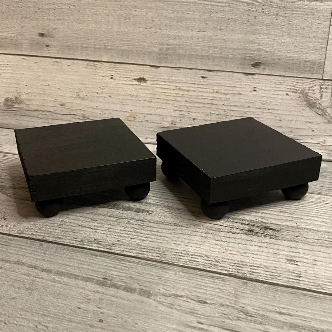 Set of 2 Small Wood Risers Black Risers Tier Tray Risers for Tiered ...