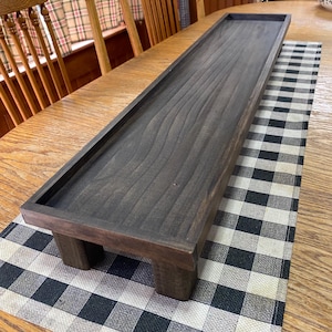 Long Wood Raised Rectangular Tray for Kitchen Island Holiday ...