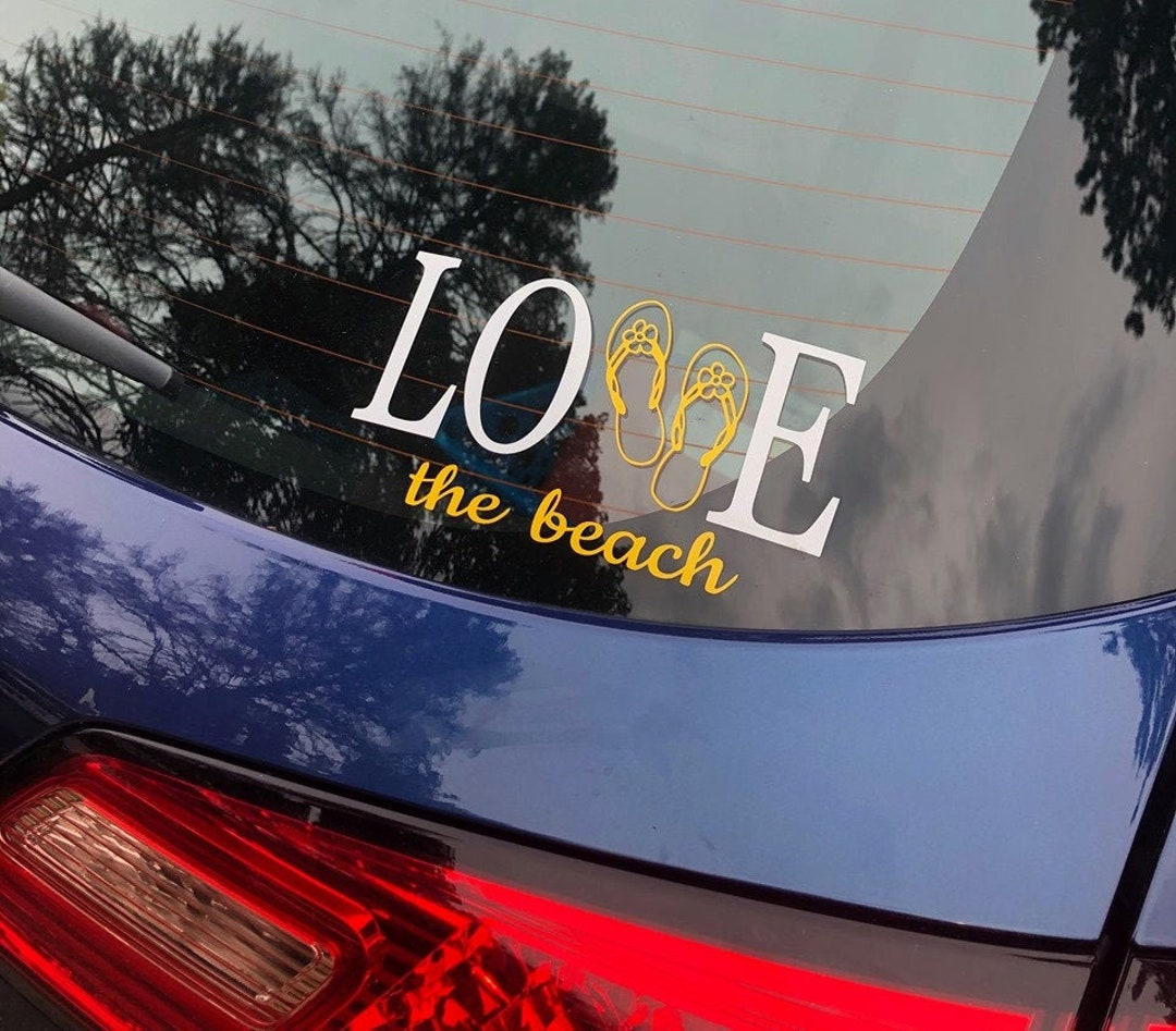 Beach Vinyl Decal Summer Fun Beach Car Decal I Love the Beach Sticker ...