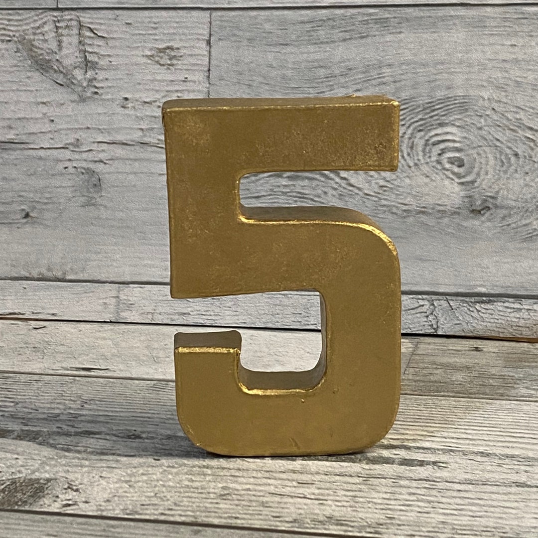 Number Gold Paper Mache for Milestone Birthday Party for Anniversary ...