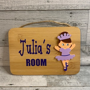Dance Ballet Girl Room Door Sign Personalized With Child’s Name on Wood ...