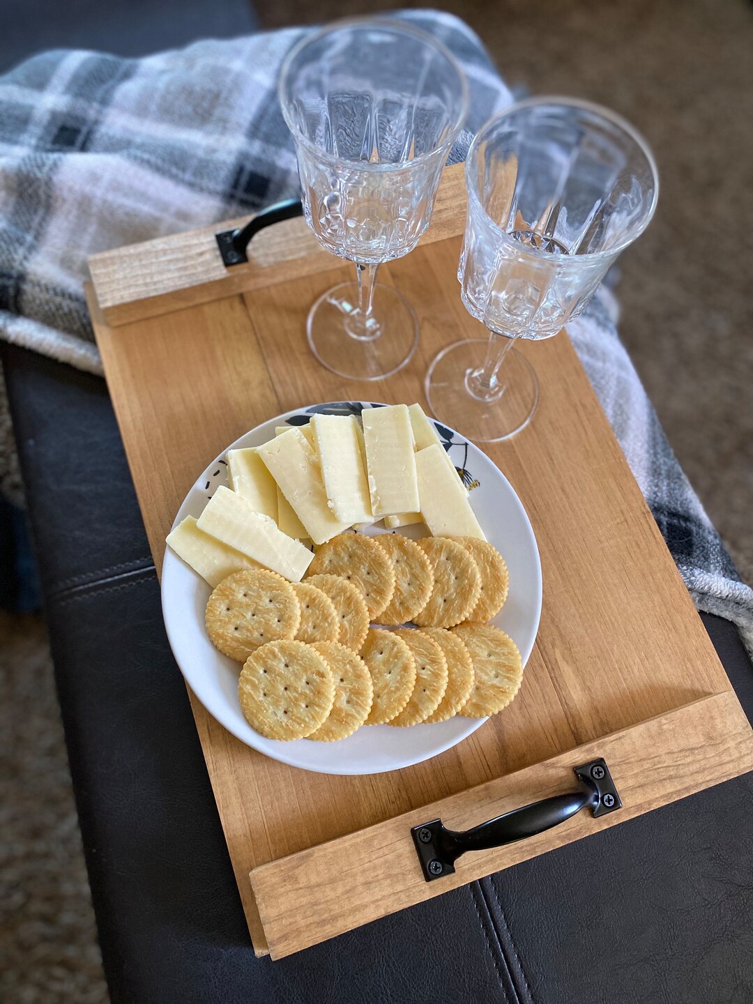 Wood Tray With Handle Flat Wood Tray for Ottoman Wood Tray Coffee Table ...