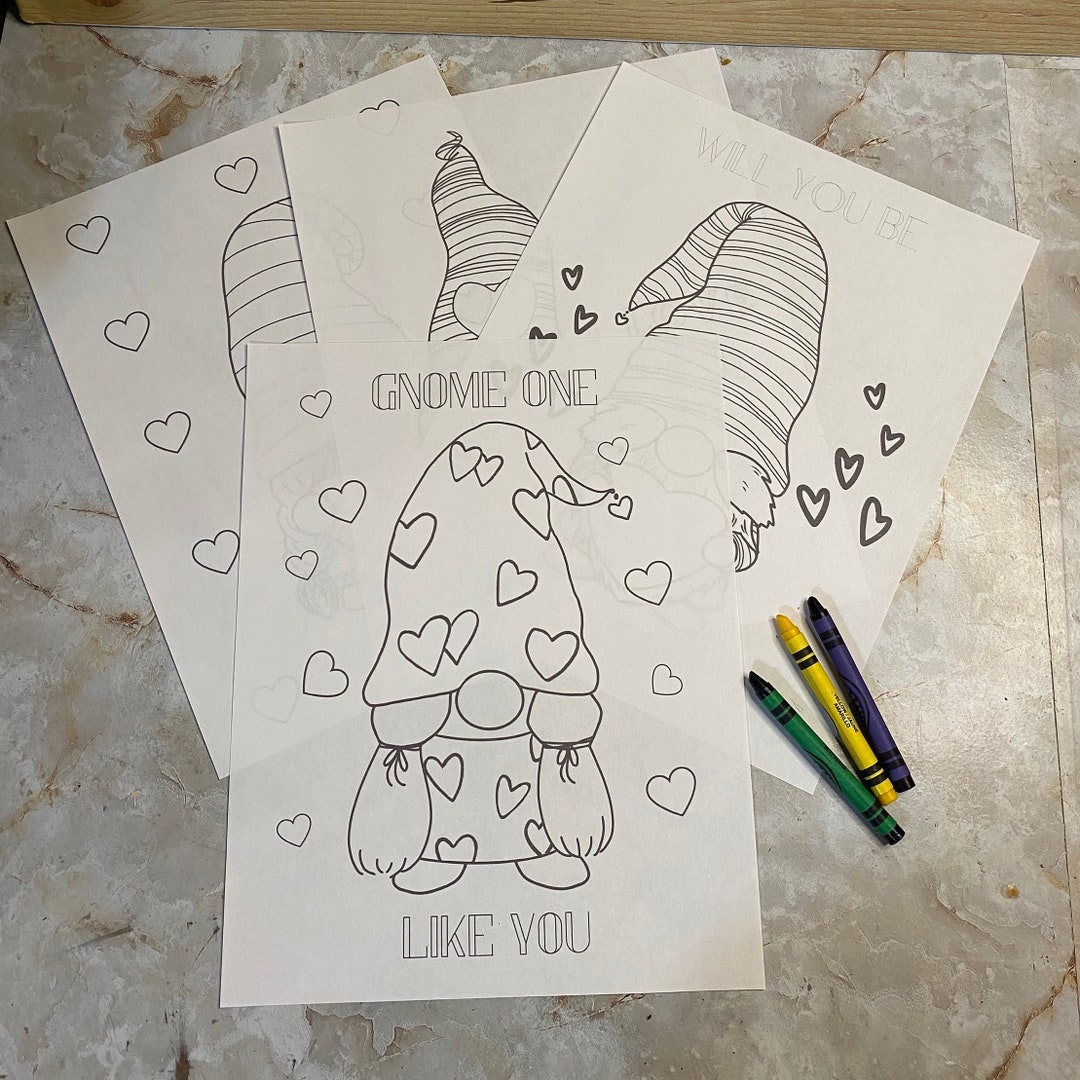 Instant Download Printable Gnome Love Coloring Pages for Adults Who ...