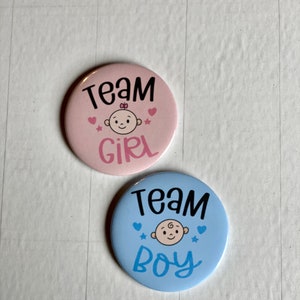 Gender Reveal Buttons Gender Reveal Pinback Team Girl Button Team Boy ...