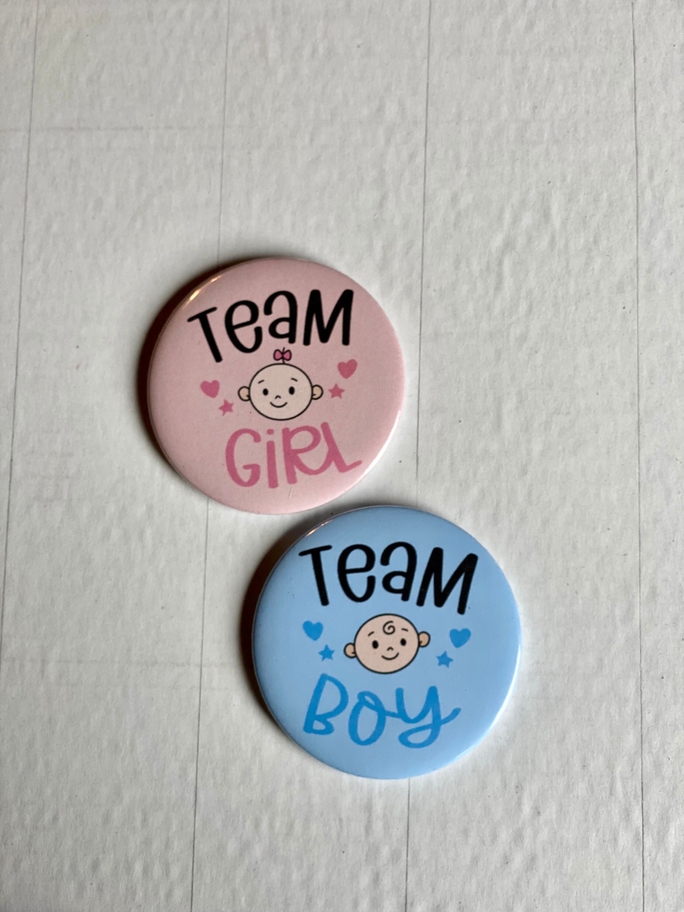 Gender Reveal Buttons Gender Reveal Pinback Team Girl Button Team Boy ...