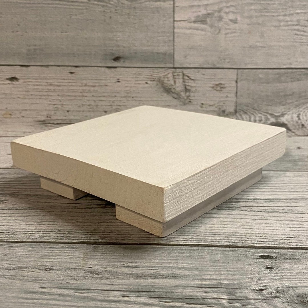 Square White Riser 5.5x5.5x1.5 Inch Country Riser Farmhouse Style Stand ...