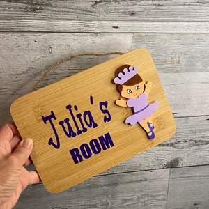 Dance Ballet Girl Room Door Sign Personalized With Child’s Name on Wood ...