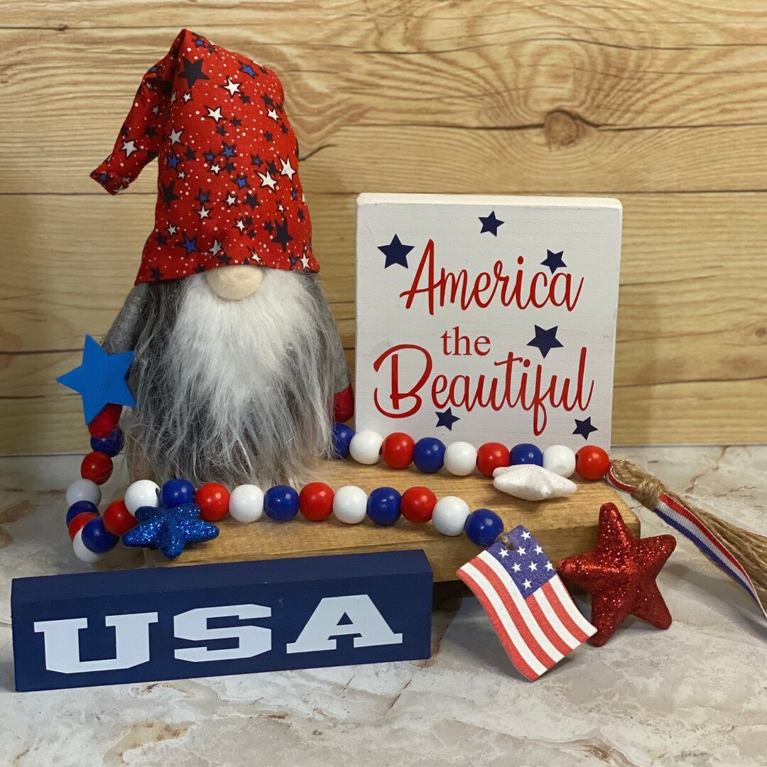 USA Decor Patriotic Tier Tray Bundle Memorial Day Gnome Patriotic Decor ...
